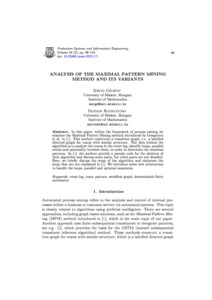 Analysis of the Maximal Pattern Mining method and its variants - Repository of the Academy's Library